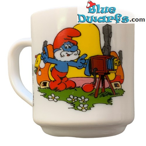 Vintage Smurf mug - Papa smurf the photographer - Ceramic - +/-7x9cm