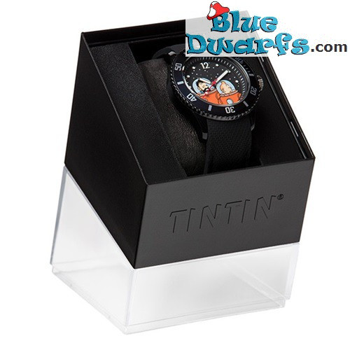 Tintin watch - Tintin and Haddock on the Moon - Silicone Black Watch ...