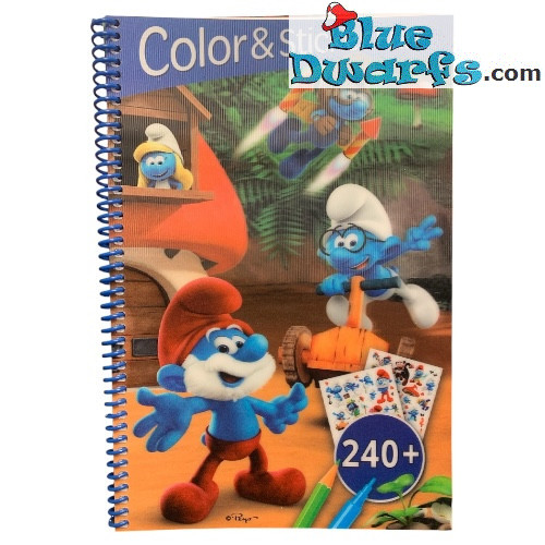 Libro para colorear de los Pitufos - 6 páginas de pegatinas + 23 ...